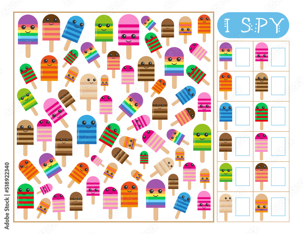 Vetor de How many i spy game for kids, summer popsicles, counting ...