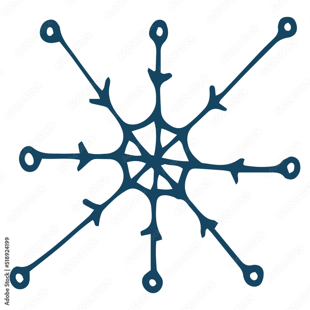 Cute hand drawn element of a snowflake. Doodle vector illustration ...