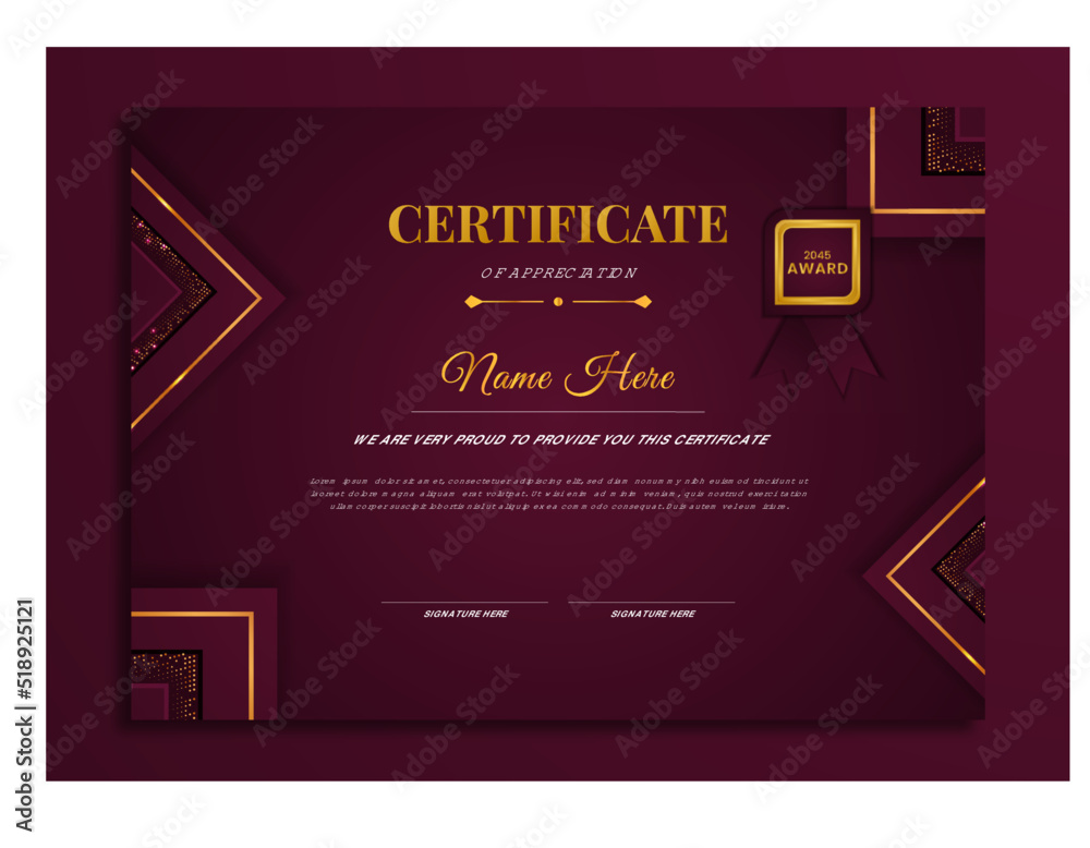 Royal luxury golden color certificate of achievement design template ...