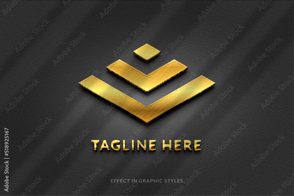 Realistic Gold logo mockup on Wall Stock Vector | Adobe Stock