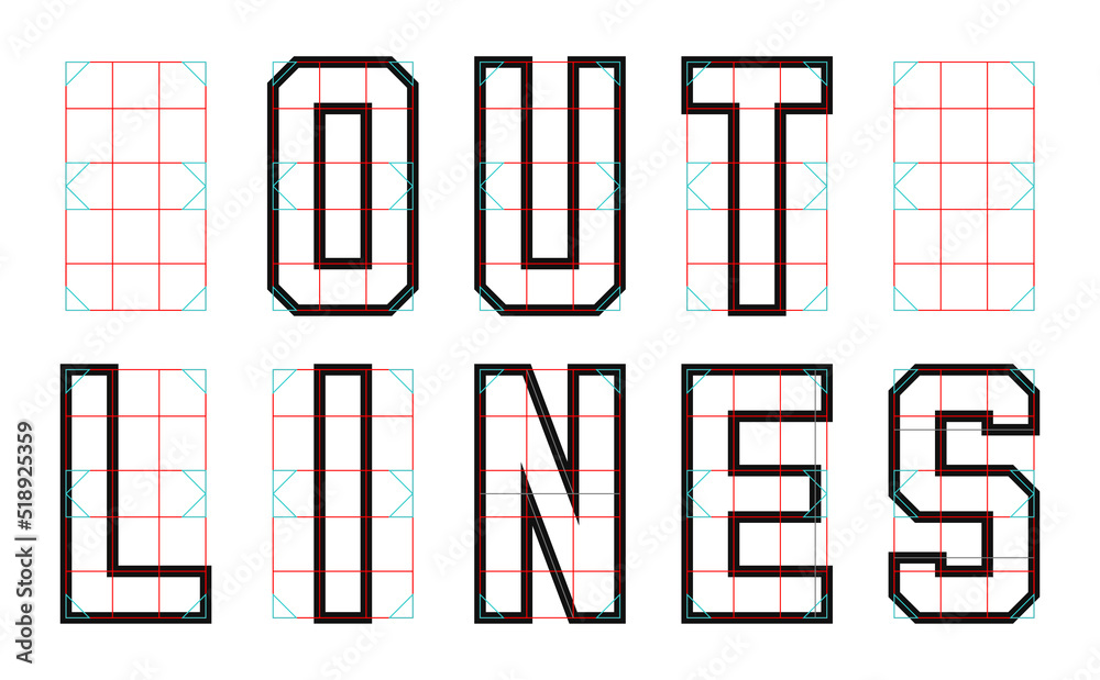 Editable outline font concept with grid template. Stock Vector | Adobe ...