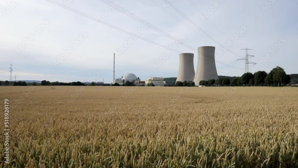 Nuclear power plant reactor building, administrative buildings, two ...