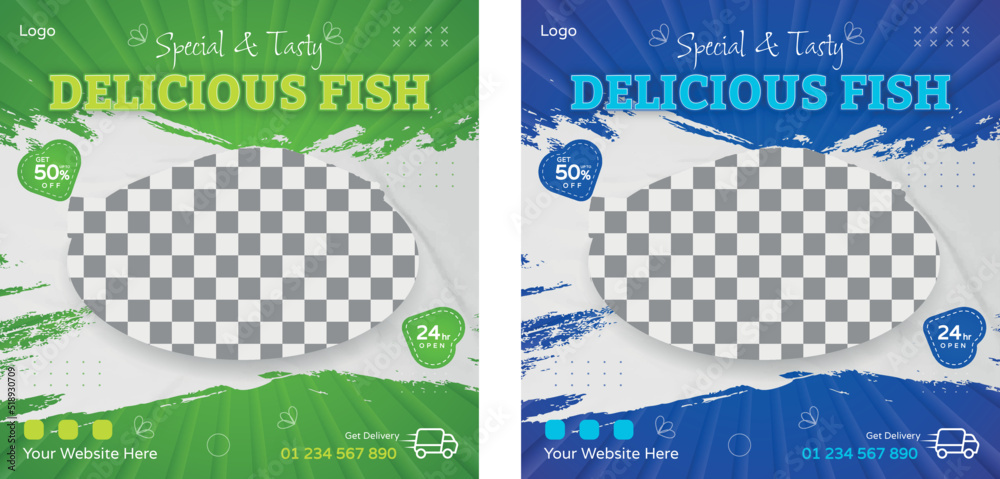 Fish Fry Food social media banner design, restaurant business marketing ...