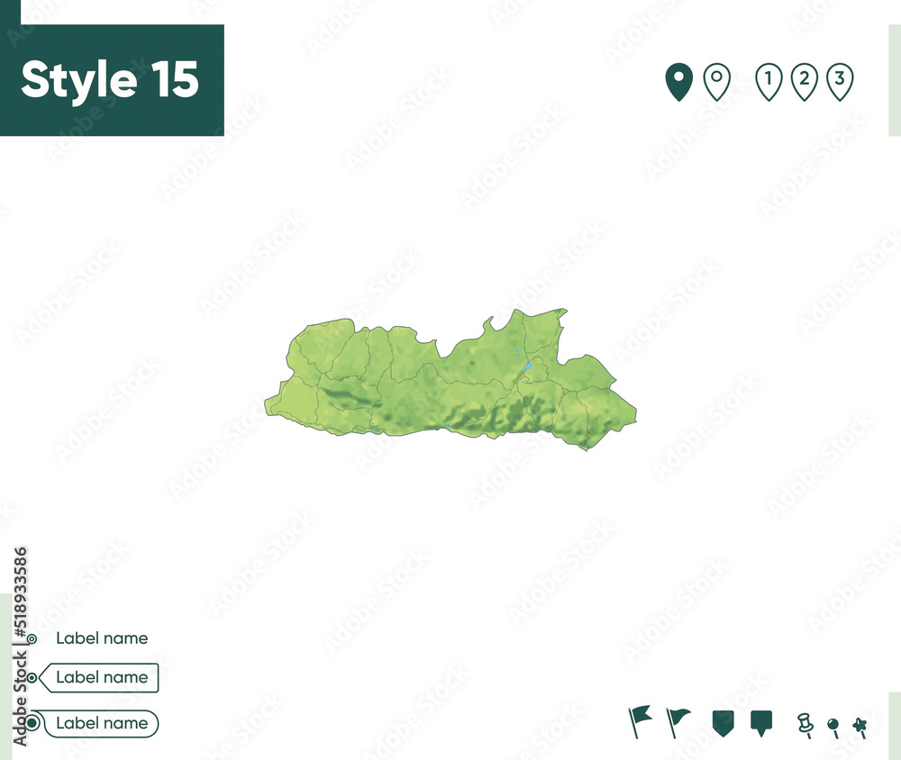 Meghalaya, India - map with shaded relief, land cover, rivers, lakes ...