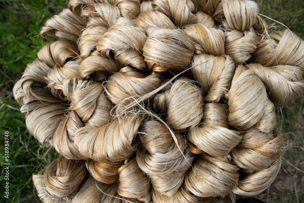 thick brown bundle of raw jute fiber Texture Background Stock Photo ...