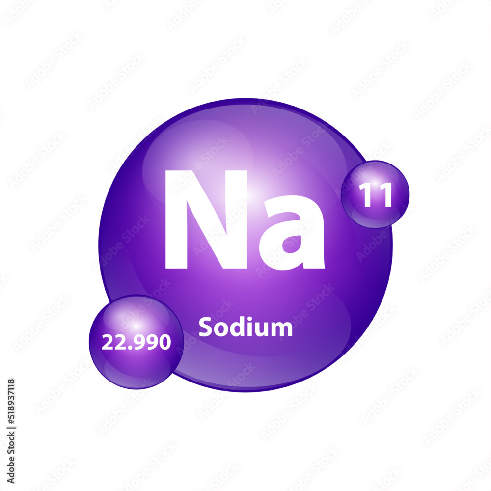 Sodium, Natrium (Na) icon structure chemical element round shape circle ...