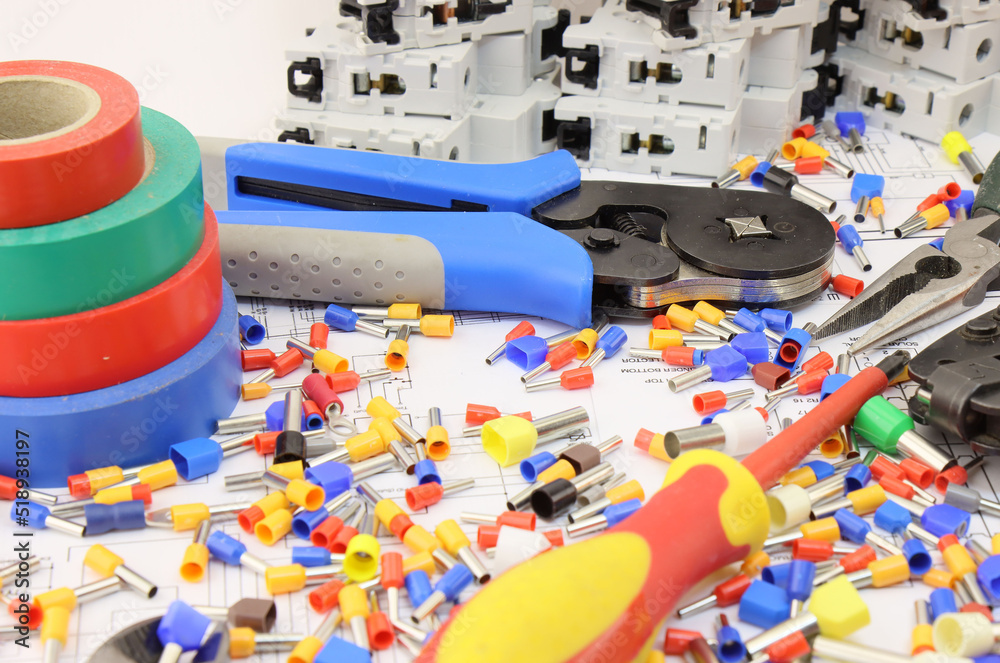 Electrical tools and materials for the installation of an electrical ...