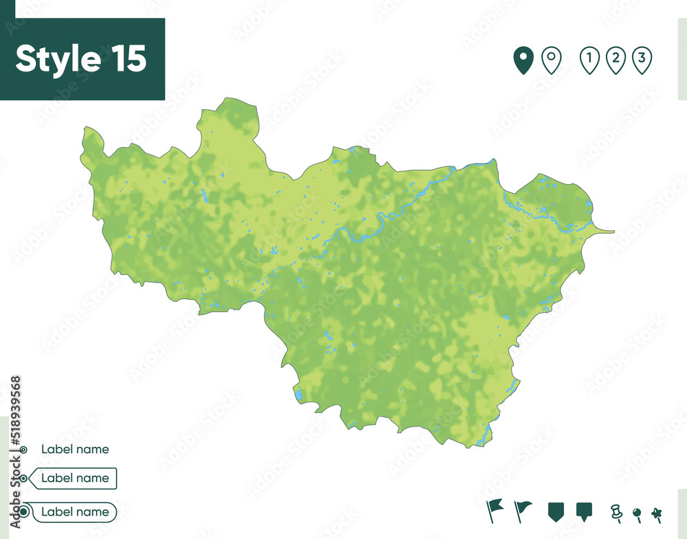 Vladimir Region, Russia - map with shaded relief, land cover, rivers ...