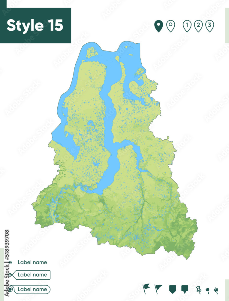 Yamal Nenets Autonomous Area, Russia - map with shaded relief, land ...