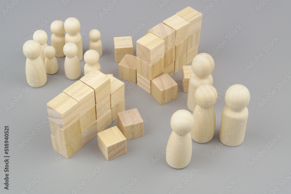 Breaking wall of misunderstanding between parents and children concept ...