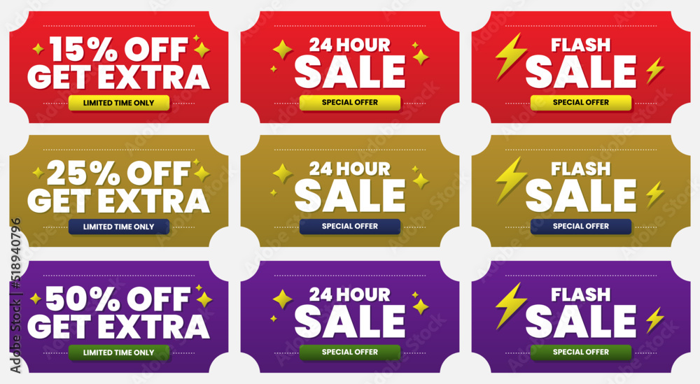 Bundle template vector illustration of sale coupon card for food and ...