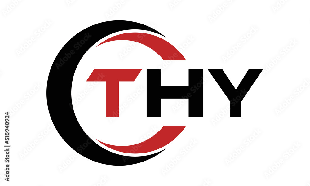 THY three letter swoosh logo design vector template | monogram logo ...