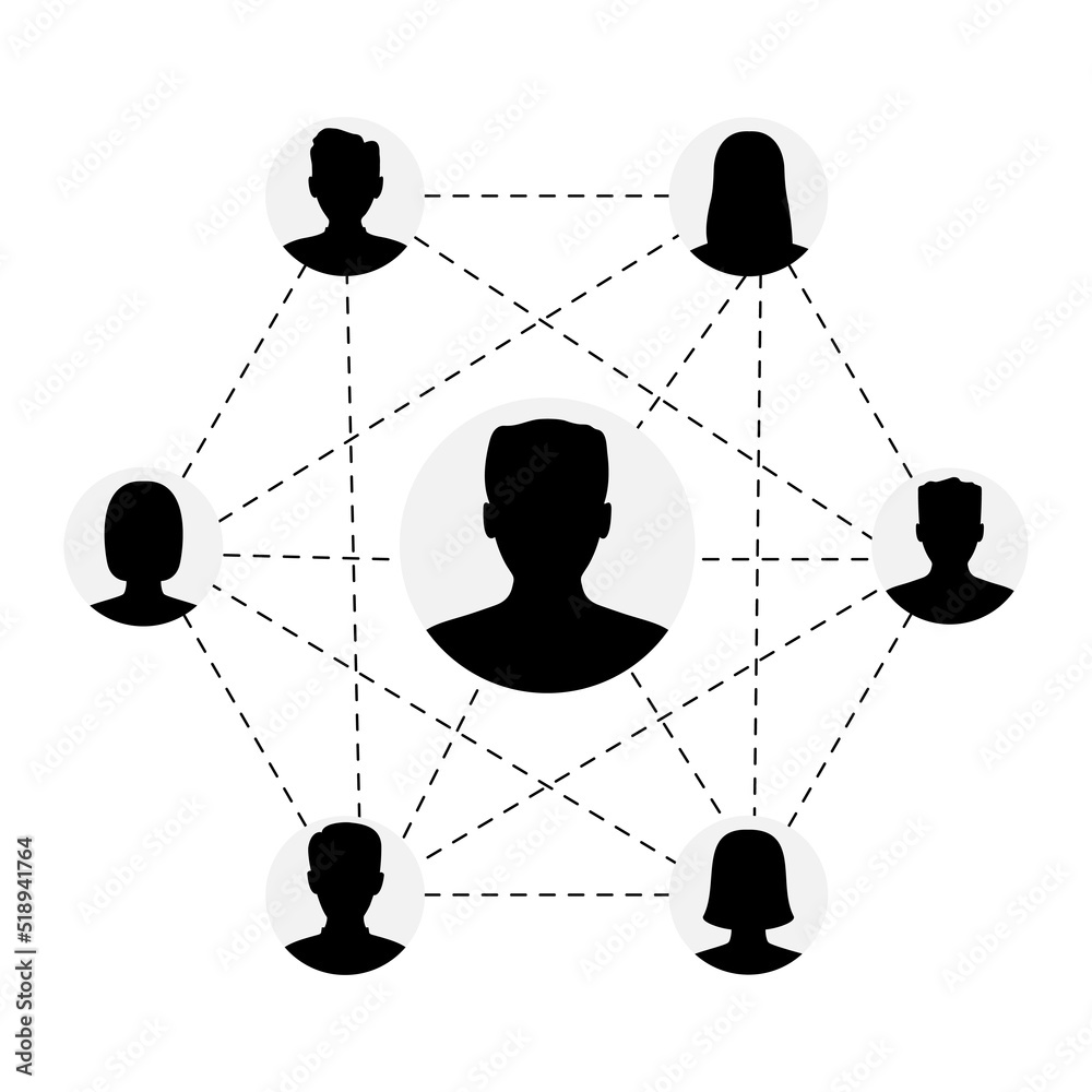 Social network scheme connecting people. Abstract social network world ...
