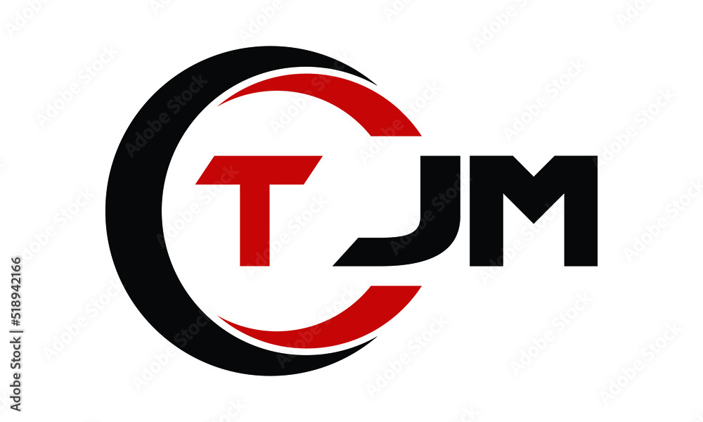 Vetor do Stock: TJM three letter swoosh logo design vector template ...