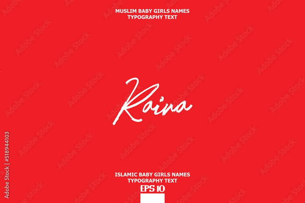 Handwritten Text of Islamic Female Name Raina Stock Vector | Adobe Stock