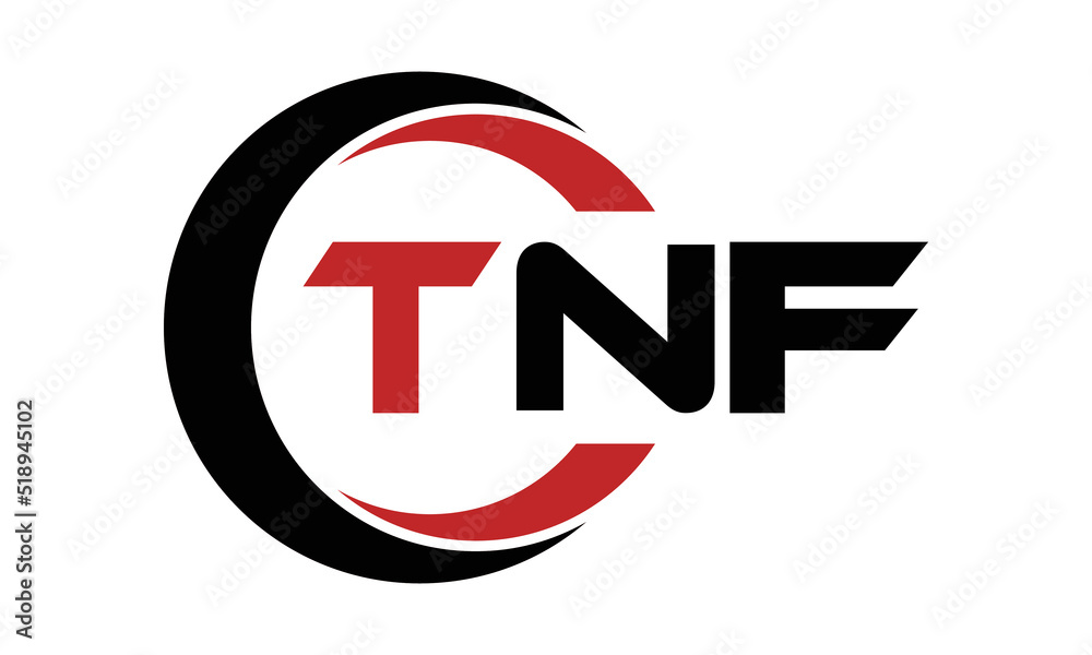 TNF three letter swoosh logo design vector template | monogram logo ...
