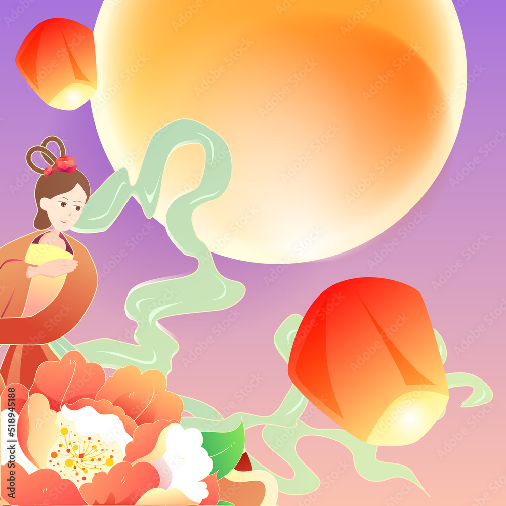 Mid-autumn festival on August 15th, Chinese mythology story Chang'e ...