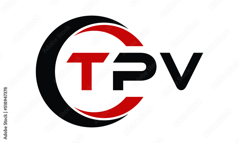 TPV three letter swoosh logo design vector template | monogram logo ...