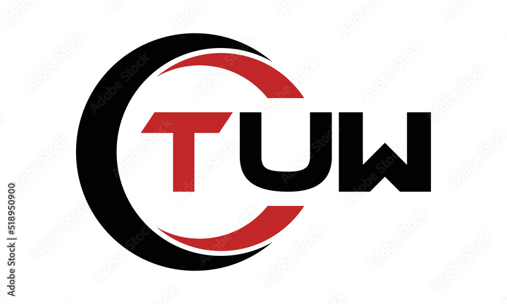 TUW three letter swoosh logo design vector template | monogram logo ...