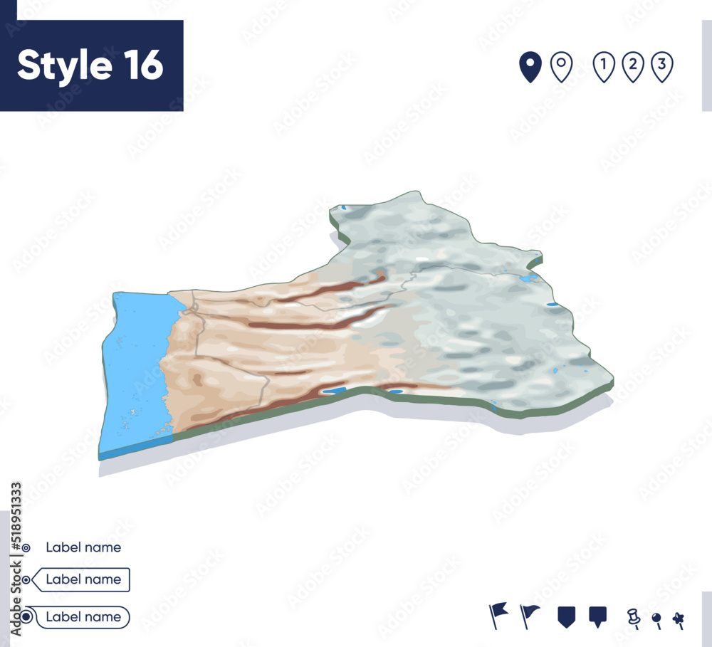 Arica Y Parinacota, Chile - map with shaded relief, land cover, rivers ...