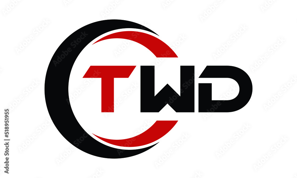 TWD three letter swoosh logo design vector template | monogram logo ...