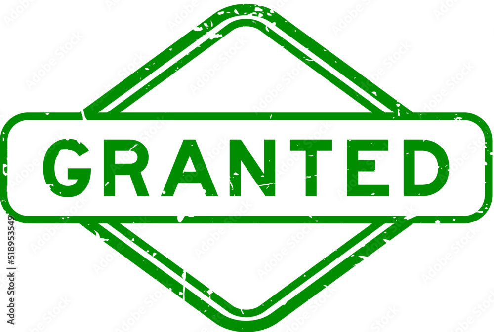 Grunge green granted word rubber seal stamp on white background Stock ...