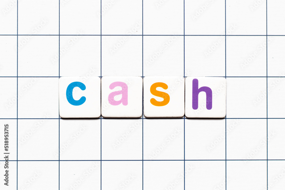 Colorful tile letter in word cash on white grid background Stock Photo ...