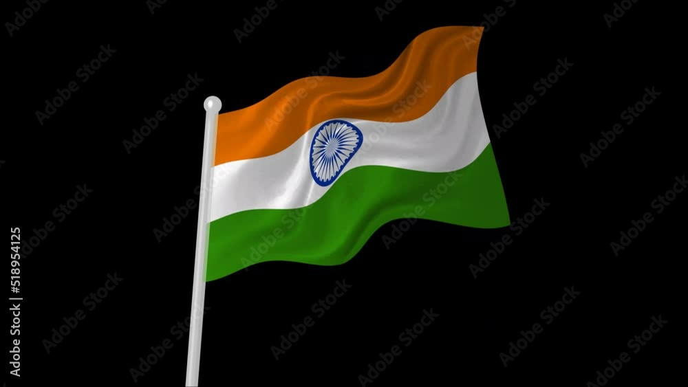 india flag flying animated black background, National flag wave ...