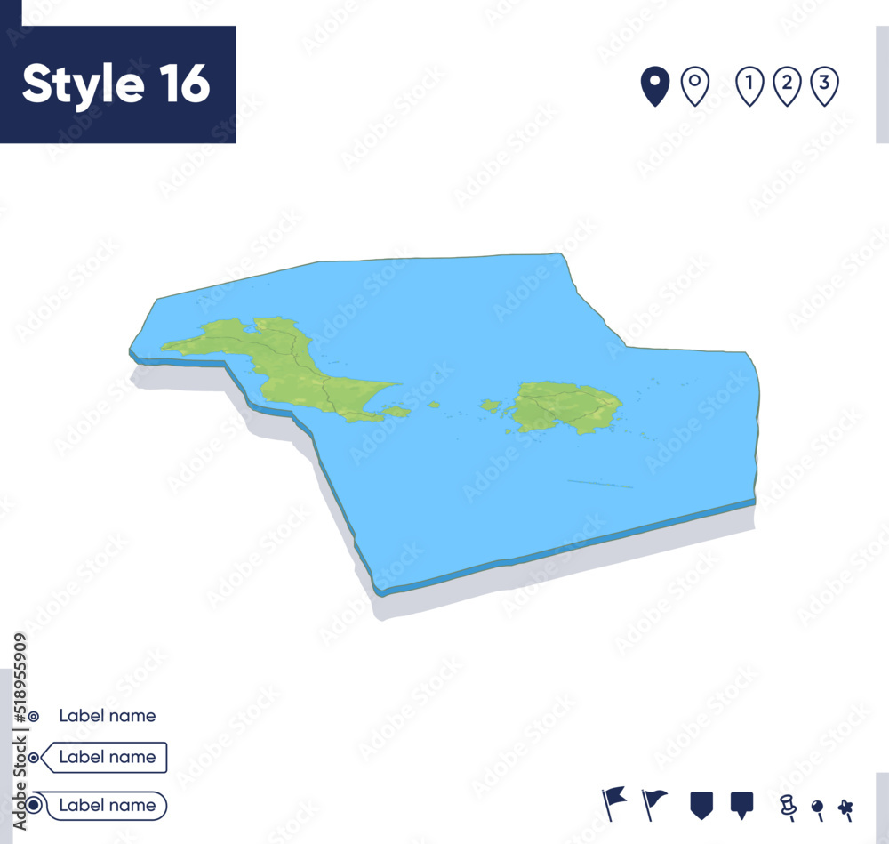Bangka Belitung Islands, Indonesia - map with shaded relief, land cover ...