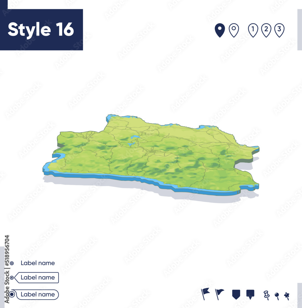 West Java, Indonesia - map with shaded relief, land cover, rivers ...