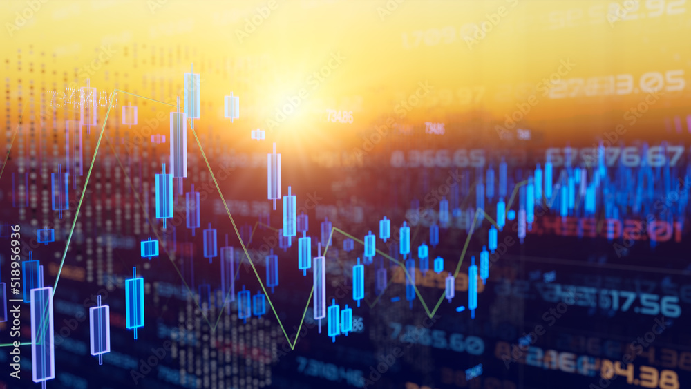 Financial stock market chart and LED Display background. Technology ...