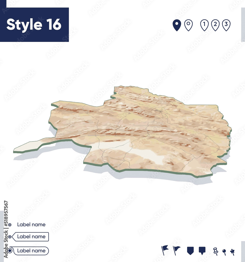 Razavi Khorasan, Iran - map with shaded relief, land cover, rivers, mountains. Biome map with ...