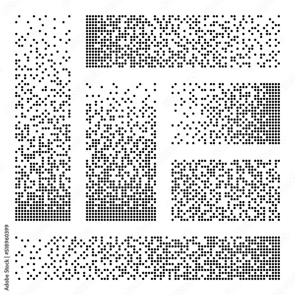 Pixel disintegration, decay effect. Various rectangular elements made ...