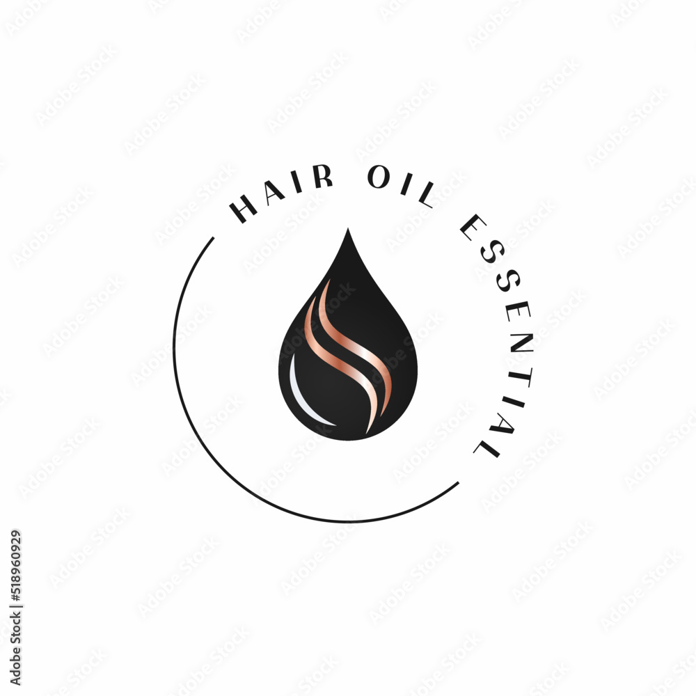 Hair oil essential rounded logo white background Stock Vector | Adobe Stock