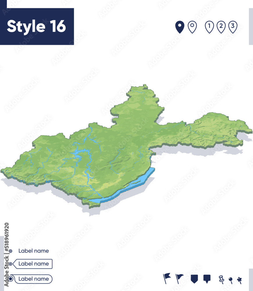 Irkutsk Region, Russia - map with shaded relief, land cover, rivers ...