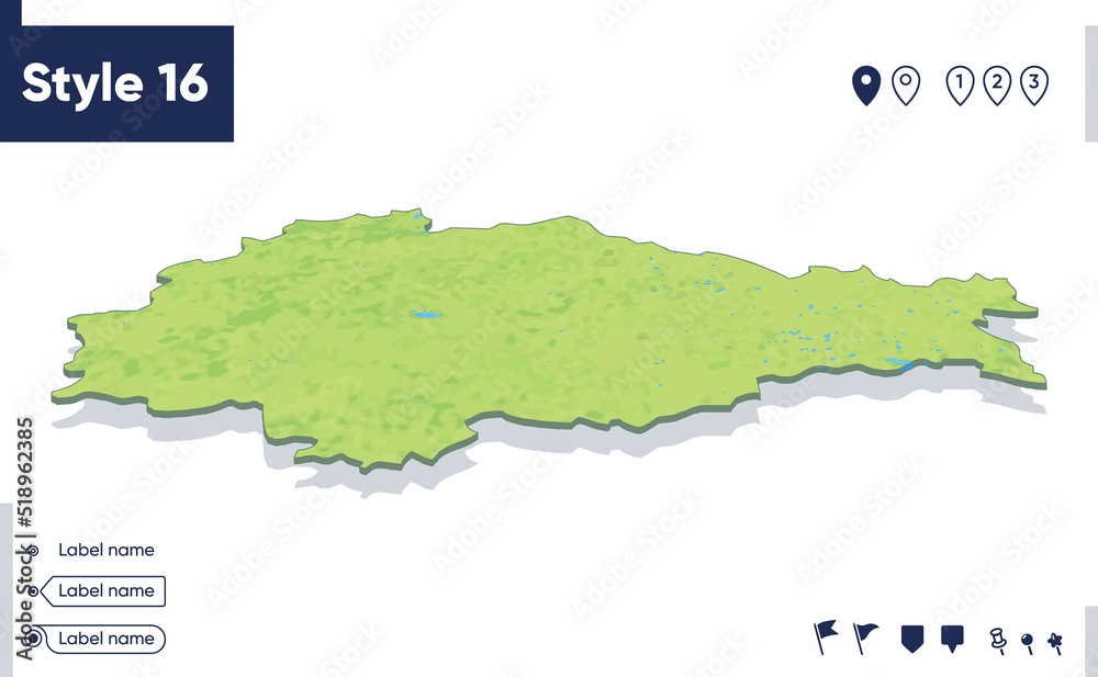 Kursk Region, Russia - map with shaded relief, land cover, rivers ...