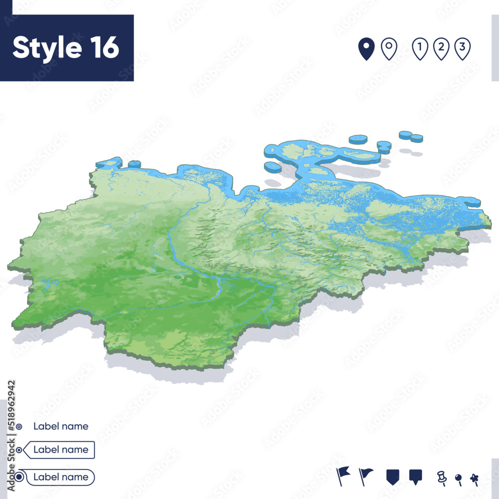 Republic of Sakha Yakutia, Russia - map with shaded relief, land cover ...