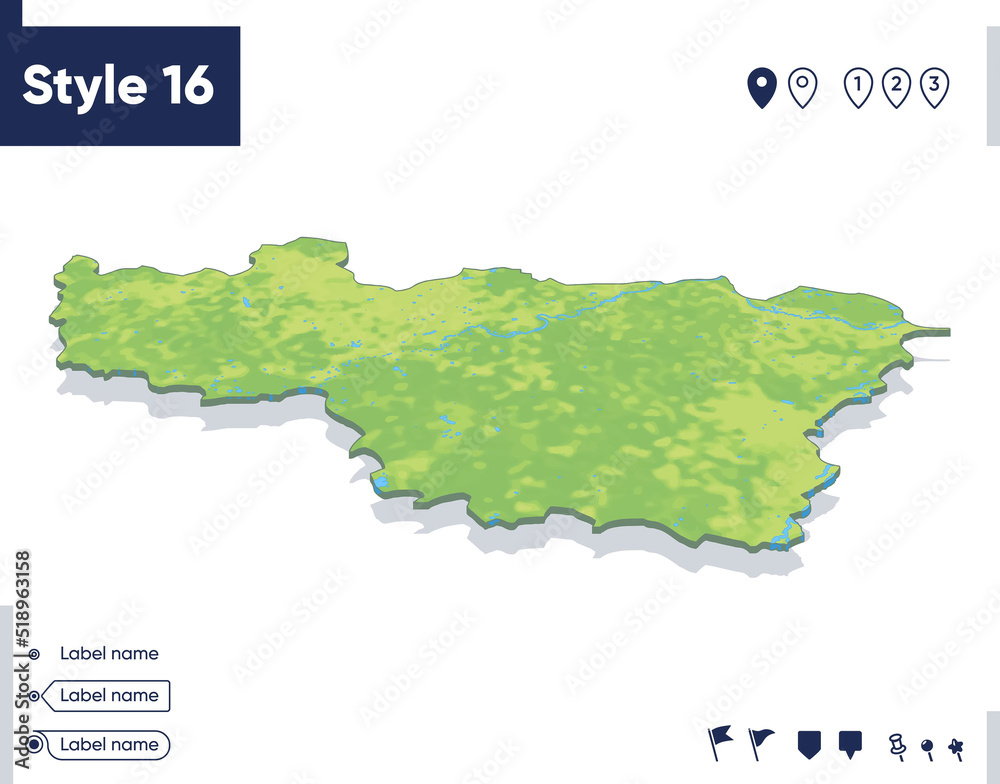 Vladimir Region, Russia - map with shaded relief, land cover, rivers ...