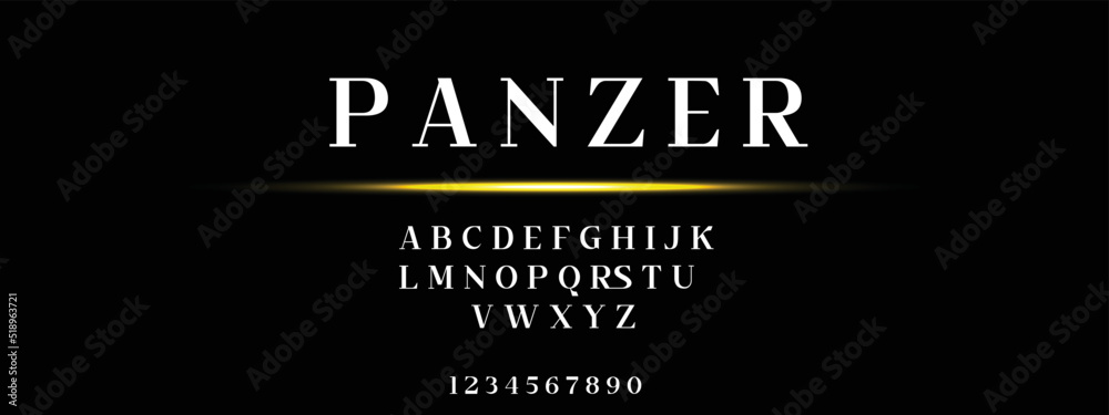 PANZER, Sports minimal tech font letter set. Luxury vector typeface for ...