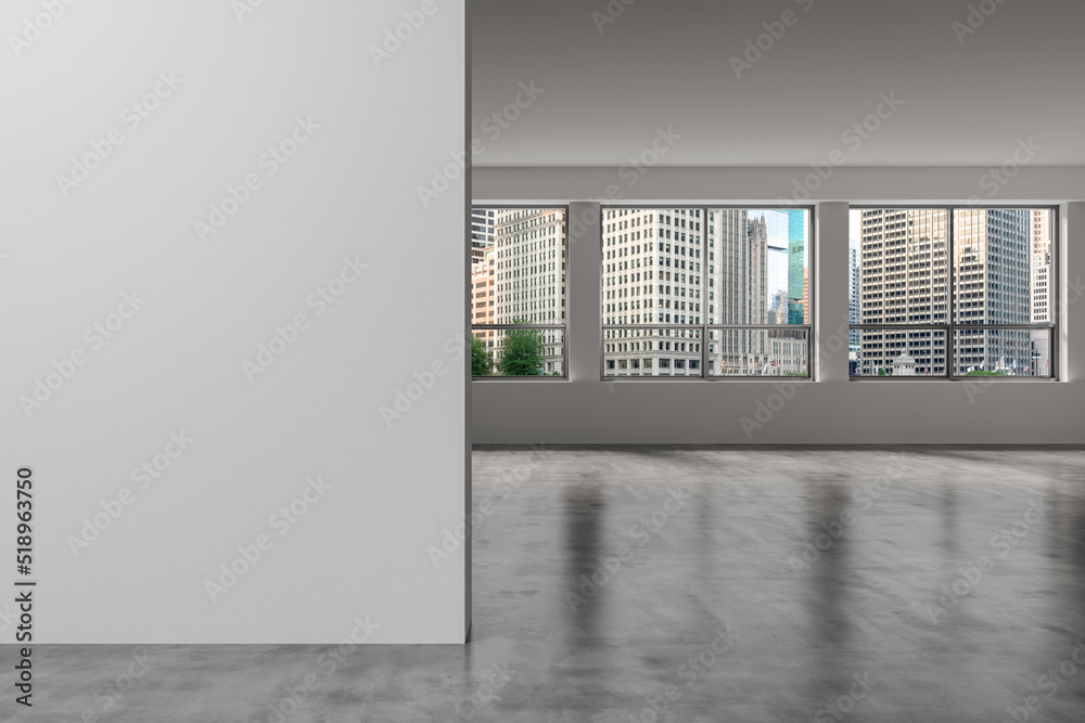 Downtown Chicago City Skyline Buildings Window background. Mockup empty ...