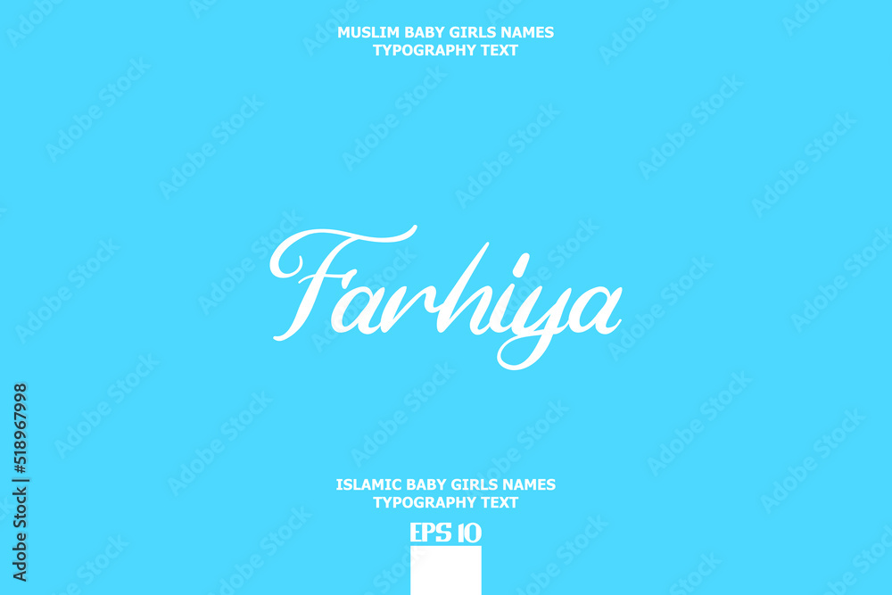 Islamic Female Name Farhiya Brush Calligraphy Text Stock Vector | Adobe ...