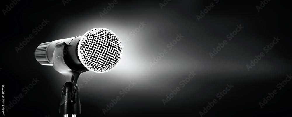 Press conference microphone with background or concept of performance ...