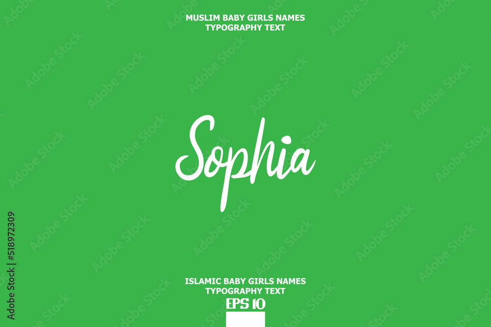 Islamic Female Name Sophia Cursive Calligraphy Text Stock Vector ...