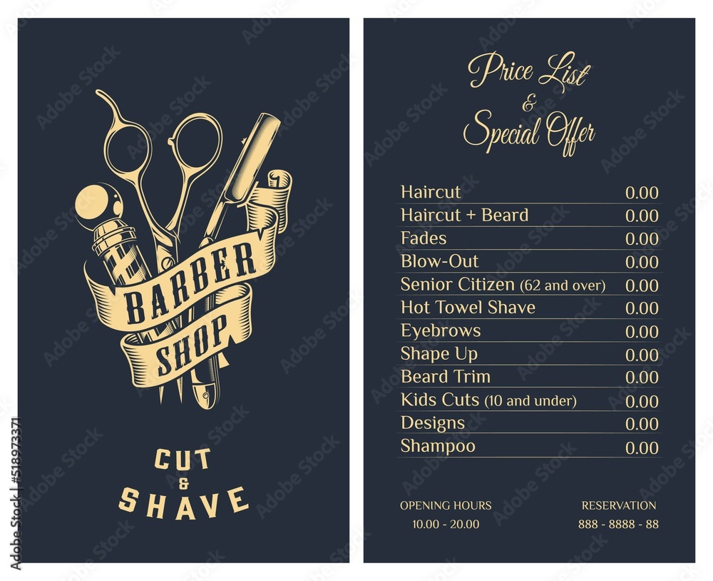 Vector Illustration business card price list and special offer for ...