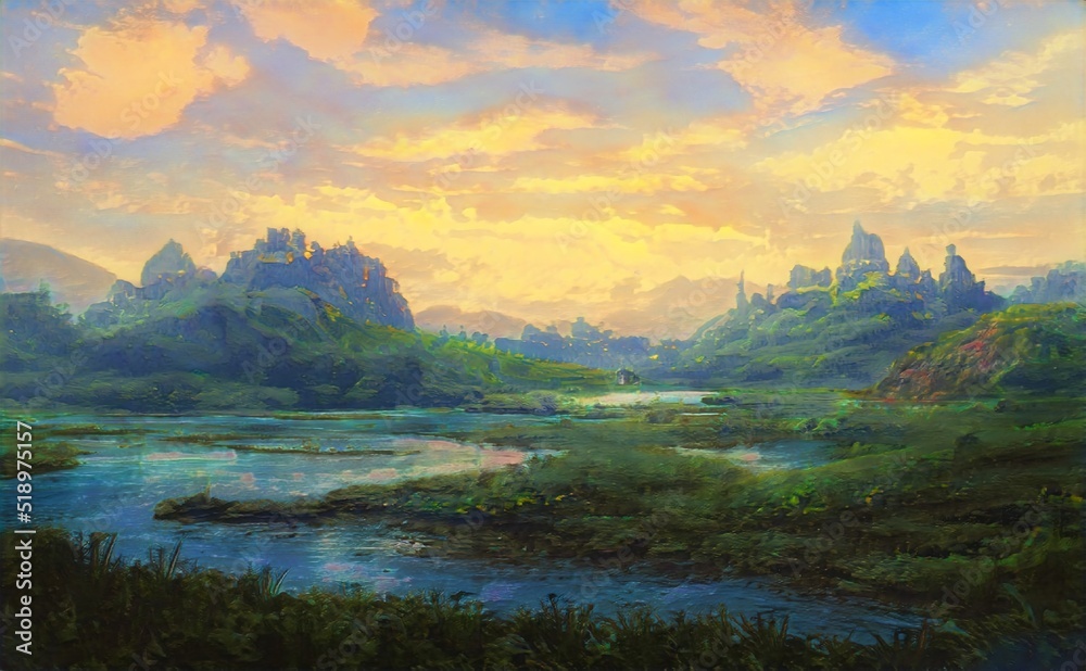 fantasy background, beautiful acrylic painting, stylized painting ...