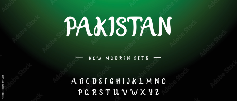 PAKISTAN Sports minimal tech font letter set. Luxury vector typeface ...