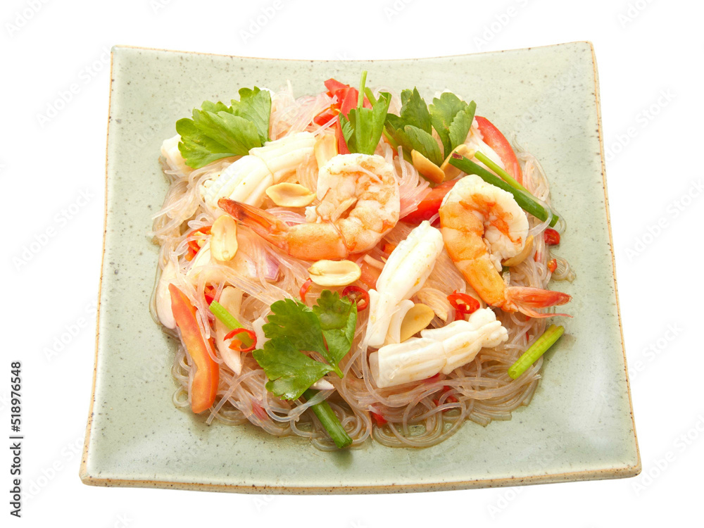 Glass noodle salad delicious spicy glass noodles on the white ...