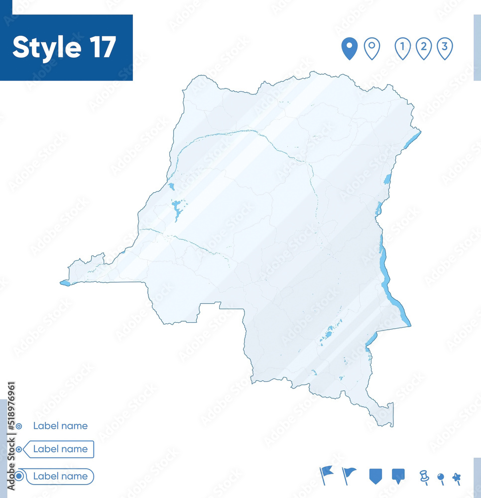 Democratic Republic of the Congo - map isolated on white background ...