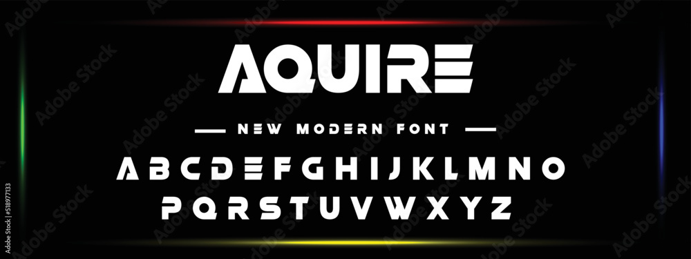 AQUIRE Sports minimal tech font letter set. Luxury vector typeface for ...