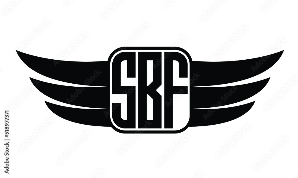 SBF three Letter wing minimalist creative concept icon eagle symbol ...
